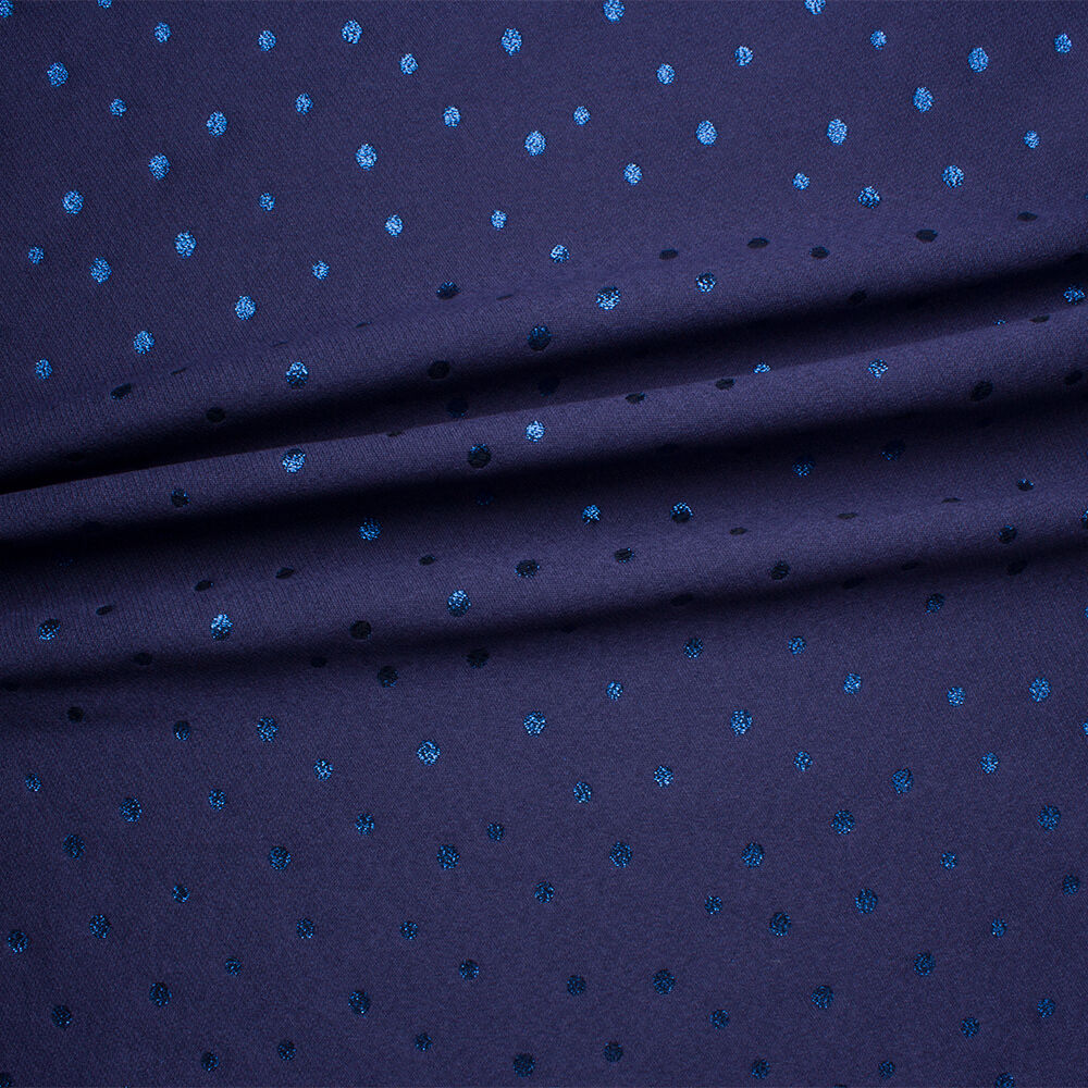 Midnight Blue 'Spot' Metallic Brocade | Pliable Cloth