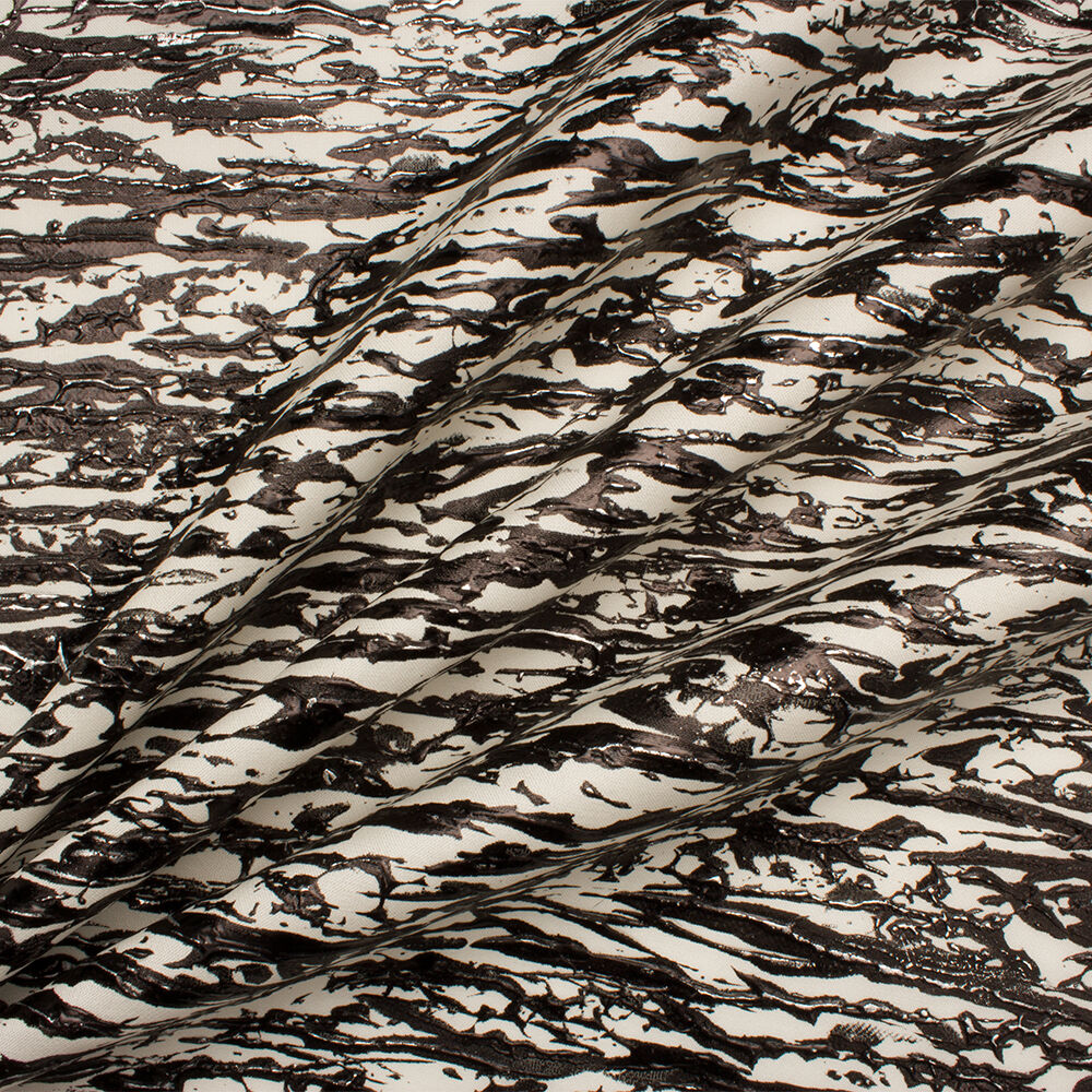 Ivory/Black Double Silk Gazar | Weave Fabric