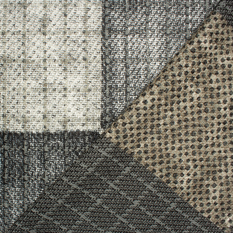 Grey/Brown Patchwork Wool Knit | Woven Material