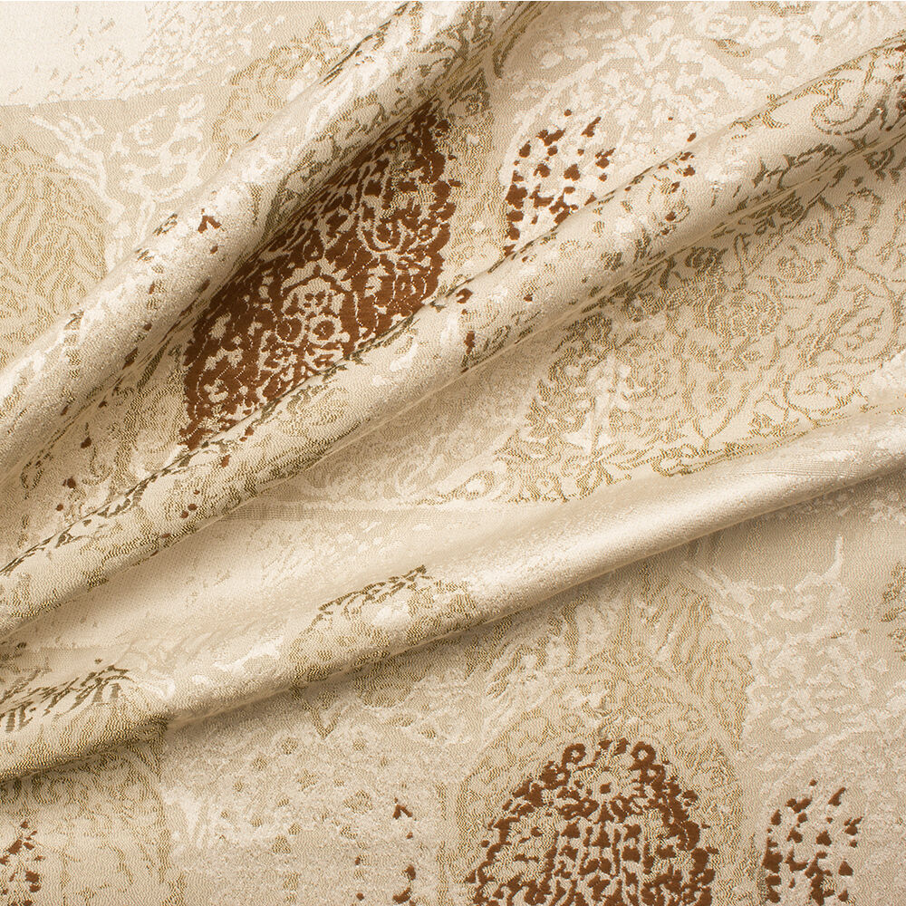 Beige Metallic Cloqué | Silk Blend Material