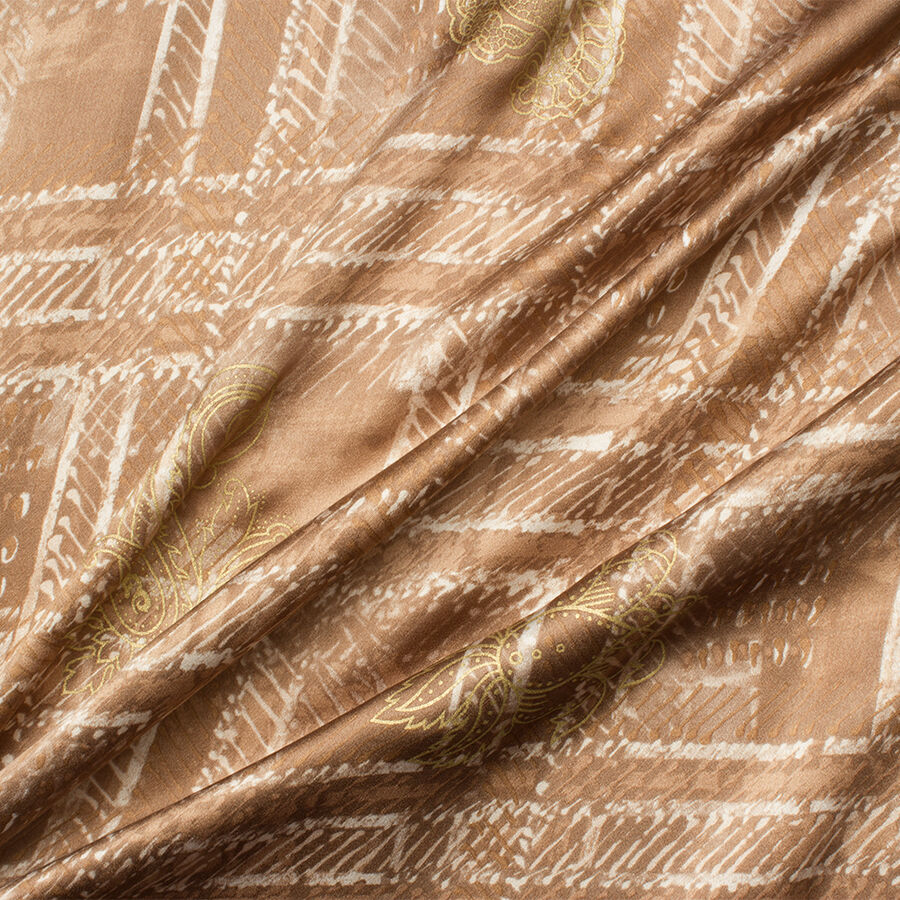 Brown/Cream Checkered Silk | Weave Fabric