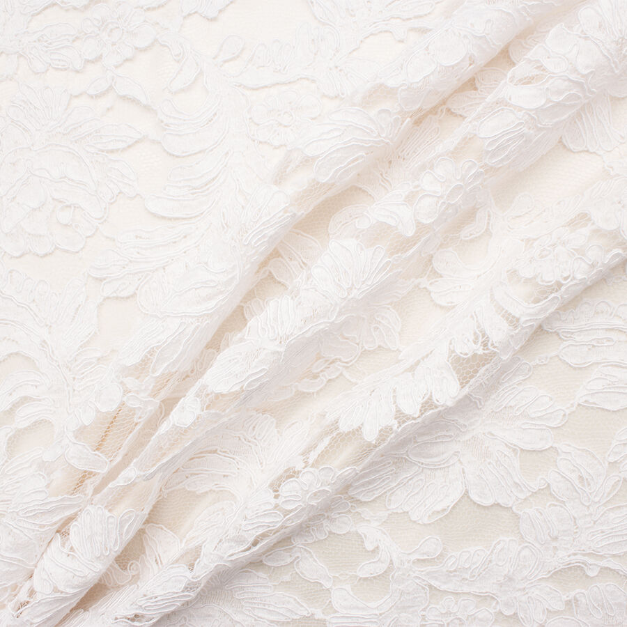 White Floral Corded Lace | Textured Material