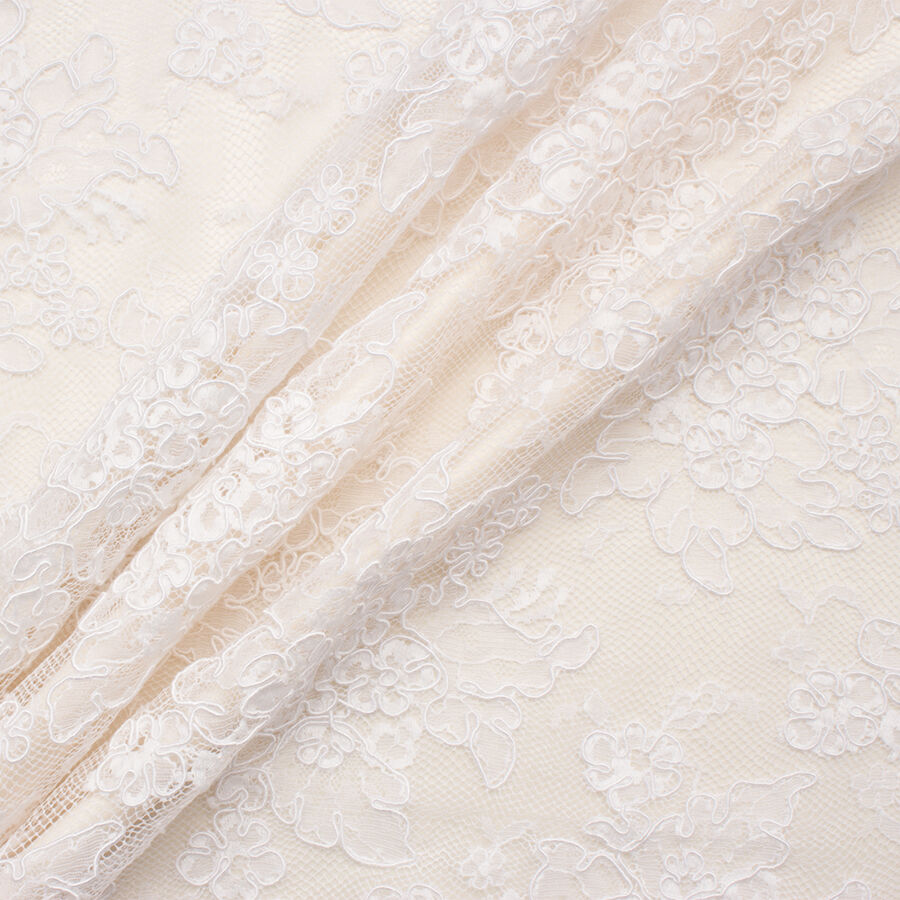 Pure White Floral Corded Lace | Rayon Fabric