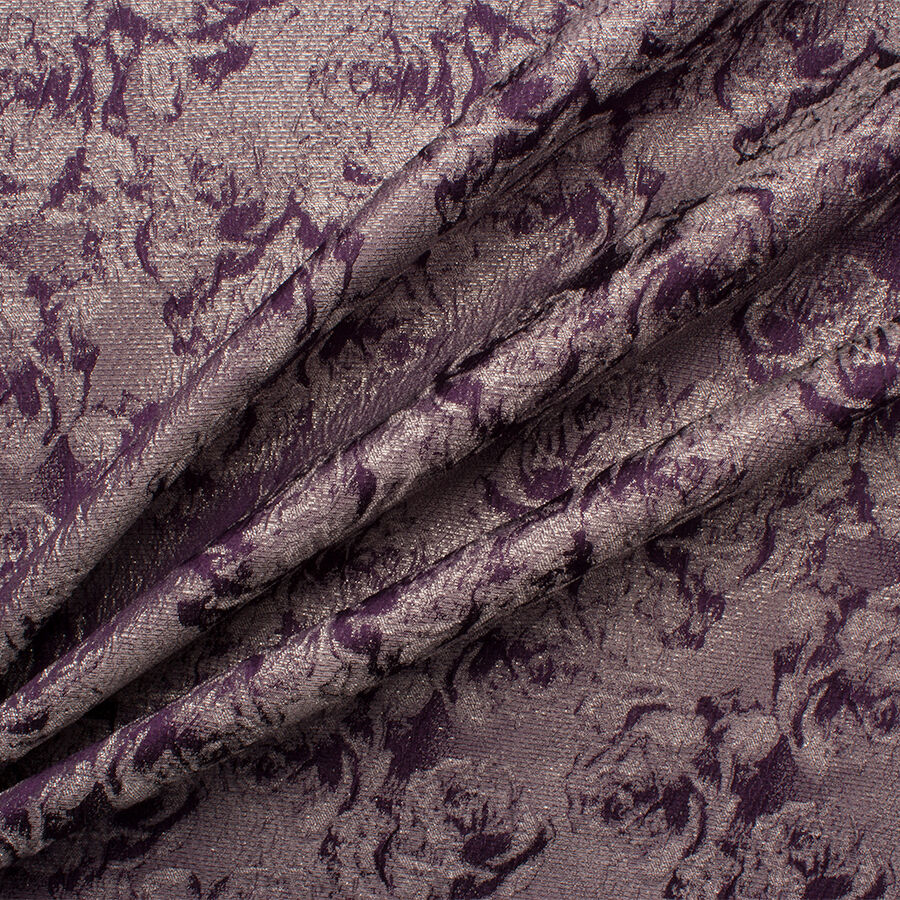 Purple Rose Floral Cloqué | Silk Blend Material