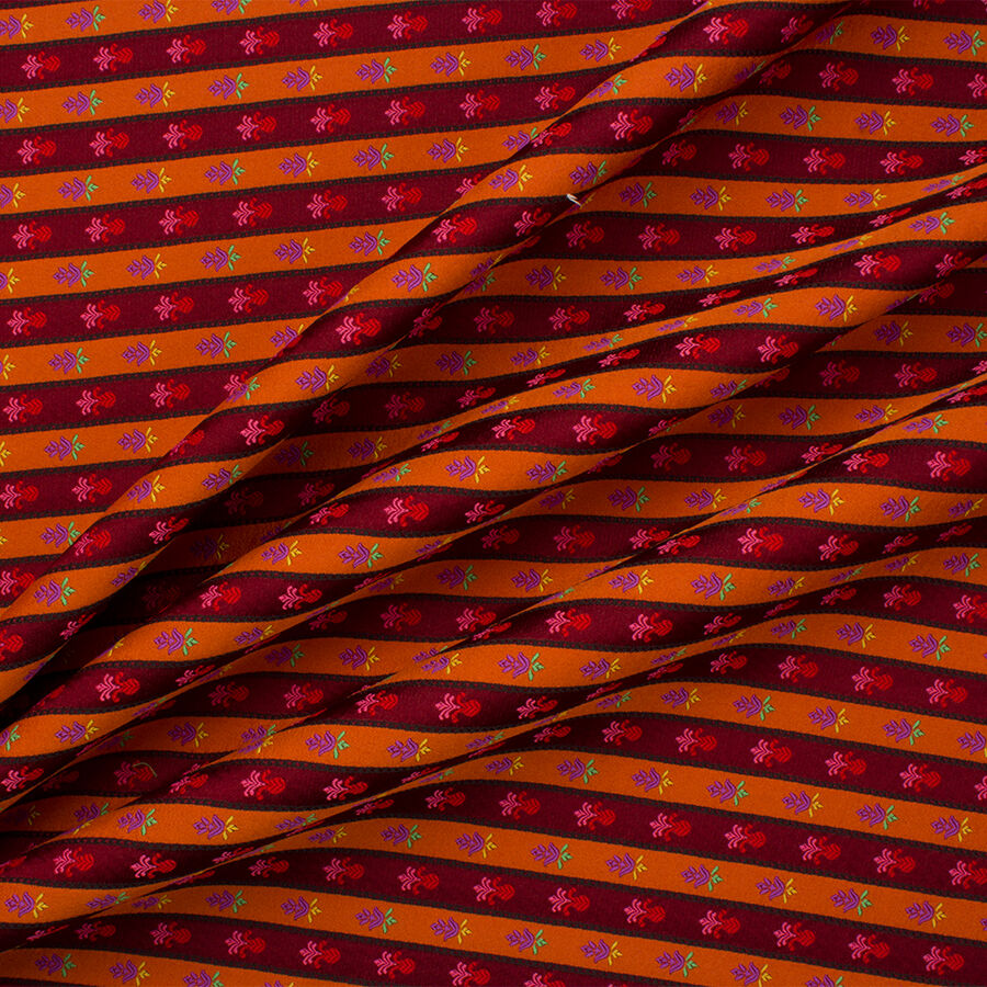 Orange/Deep Red Brocade | Charmeuse Cloth