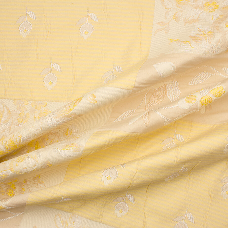 Yellow Patchwork Brocade | Floral Fabric