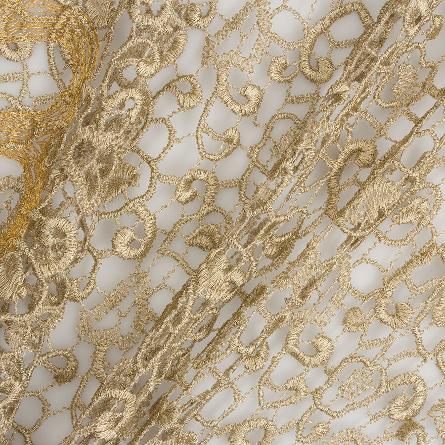 Two Tone Gold Guipure Lace | Sheer Material