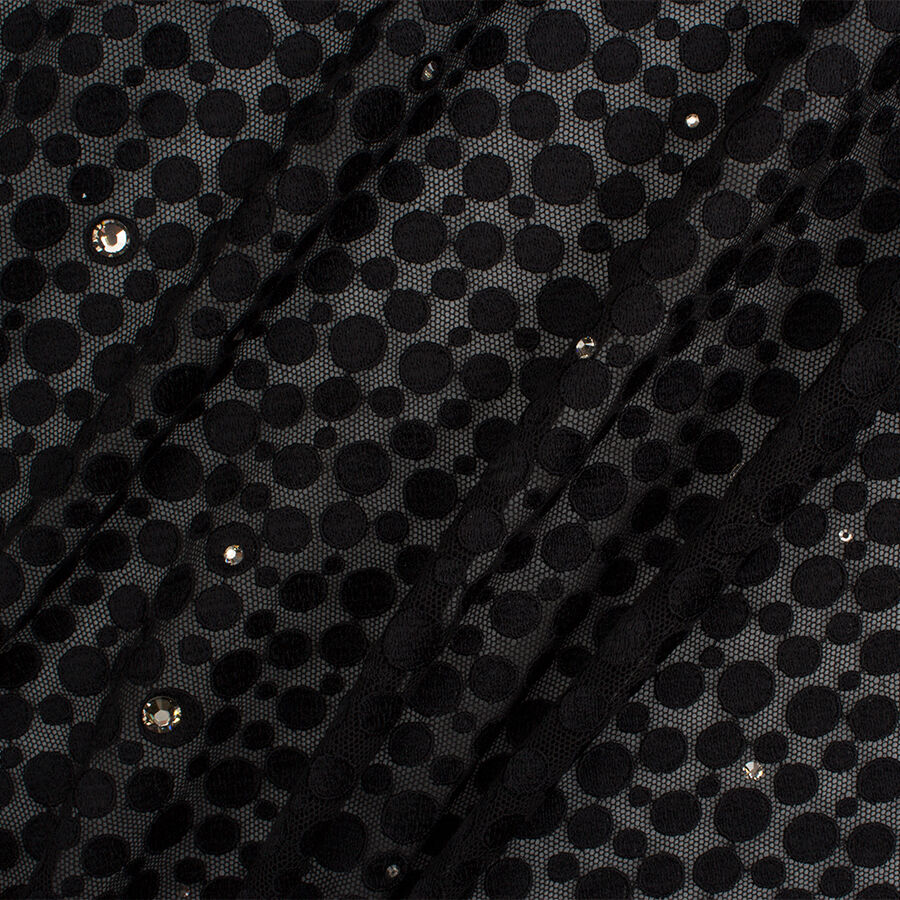 Black Swarovski Sone Tulle | Polyamide Cloth