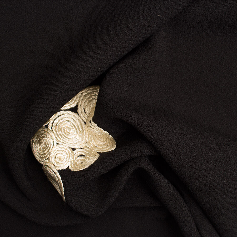 Ivory Corded Floral Black Embroidered | Opulent Cloth