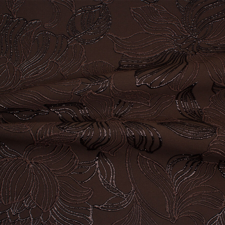 Chocolate Brown Metallic Cloqué | Lustrous Material