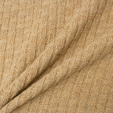 Soft Beige Cable Knit Wool | Luxury Wool Material