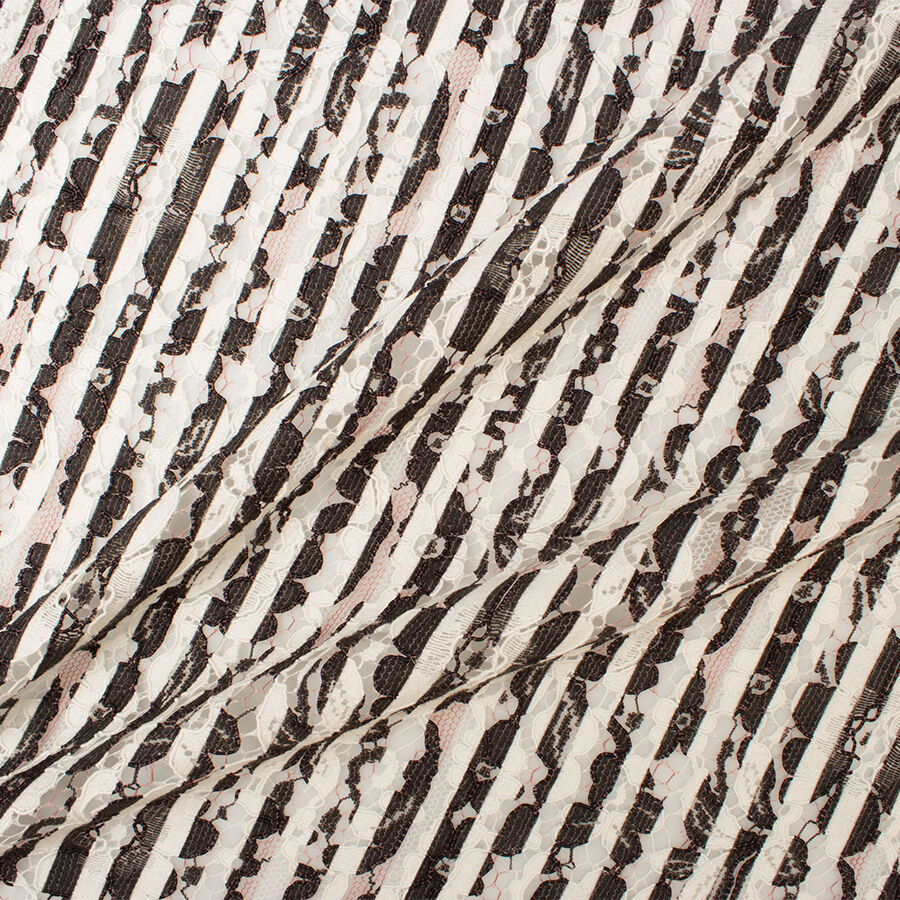 Black/Ivory Printed Lace | Viscose Blend Fabric