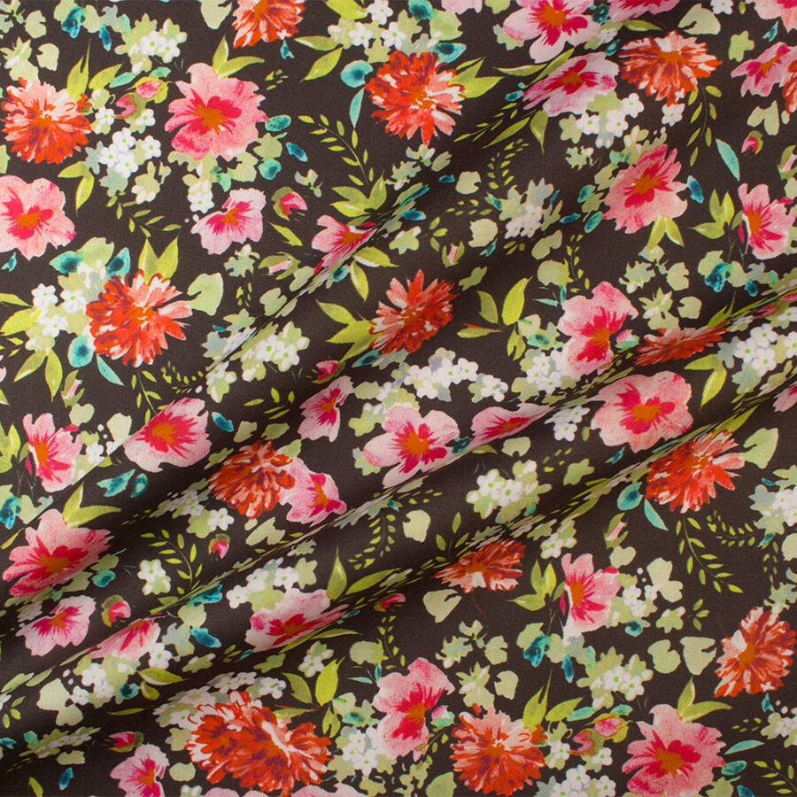 Red/Pink Floral Printed Cotton | Luxurious Fabric