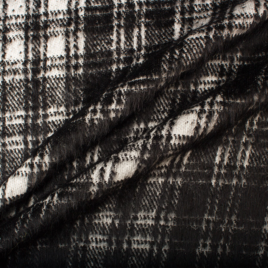 Black/Cream Checkered Wool Blend | Weave Cloth