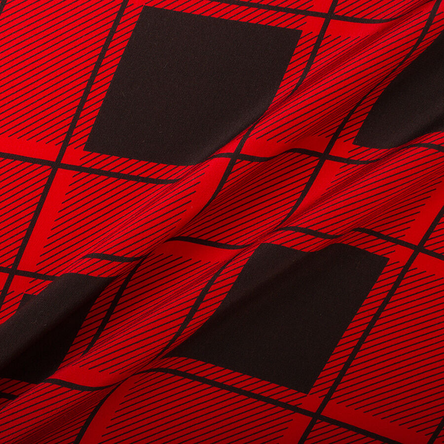 Red/Black Checkered Silk | Pure Silk Fabric
