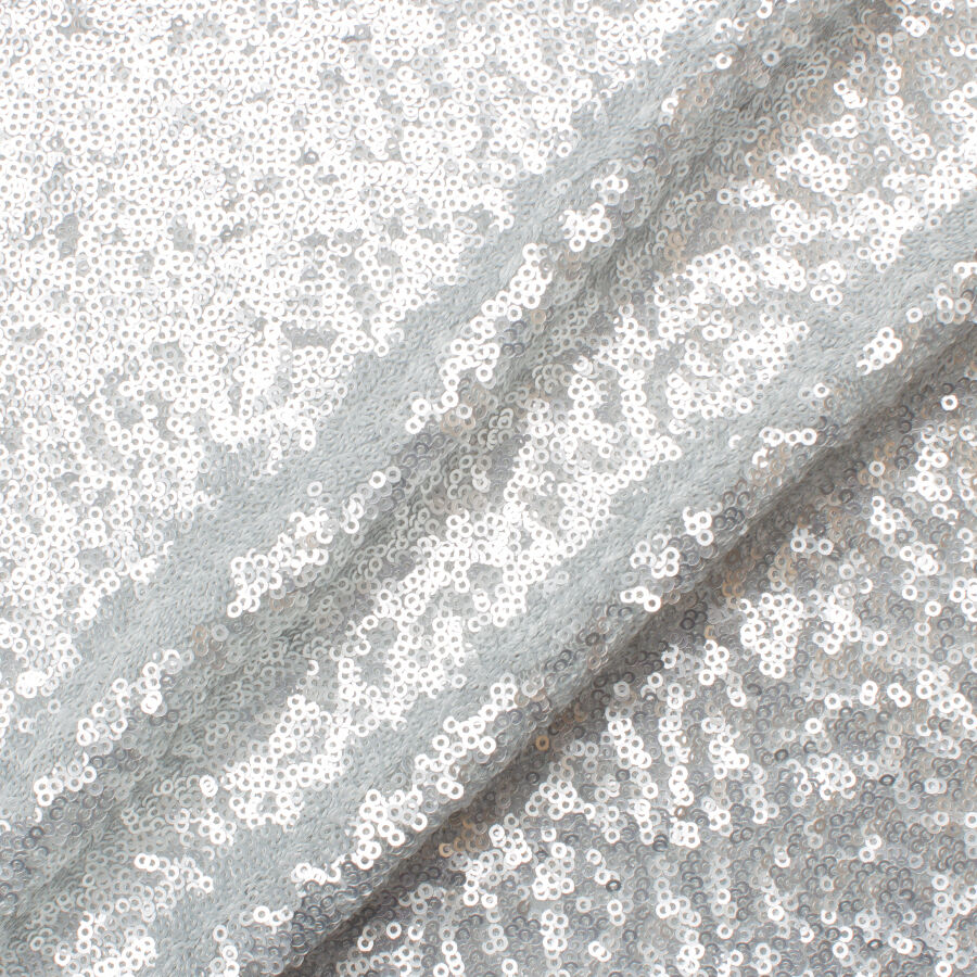 Silver Micro Sequinned | Stretch Tulle