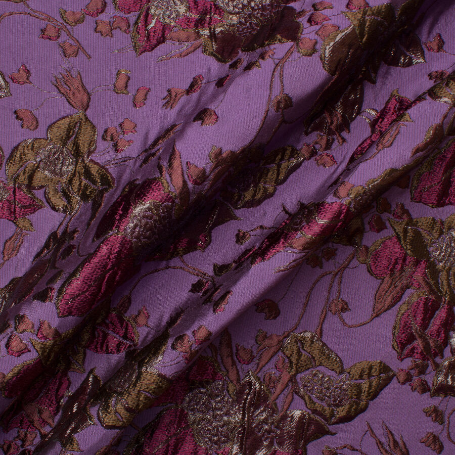 Metallic Brown Floral Cloqué | Acetate Blend