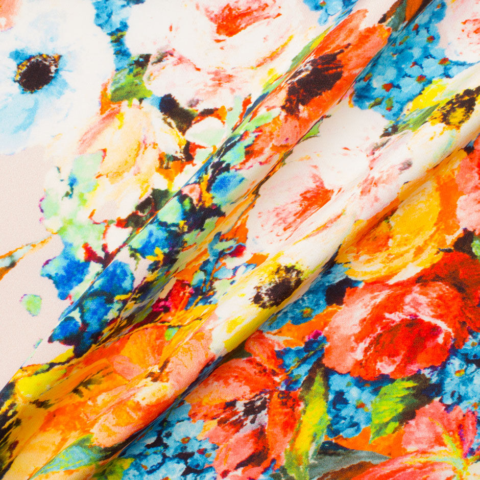 Bright Floral Printed Silk | Lustrous Material