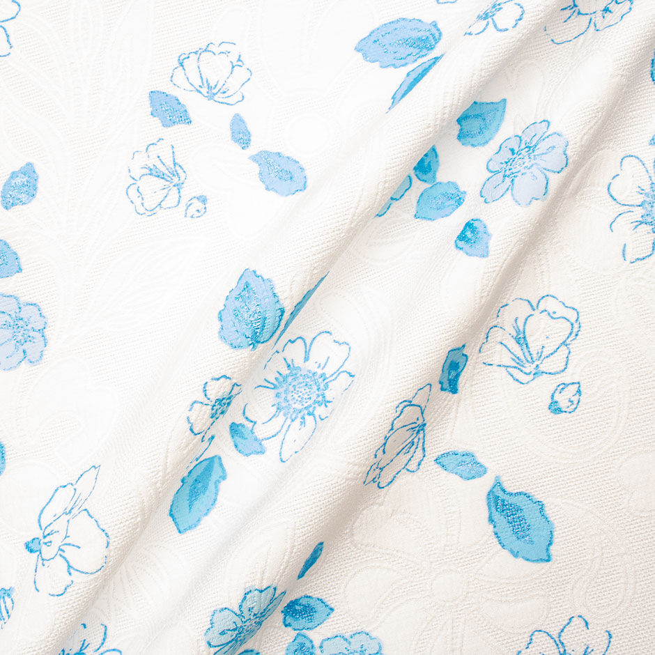 Turquoise Floral Microfibre | Piqué Fabric