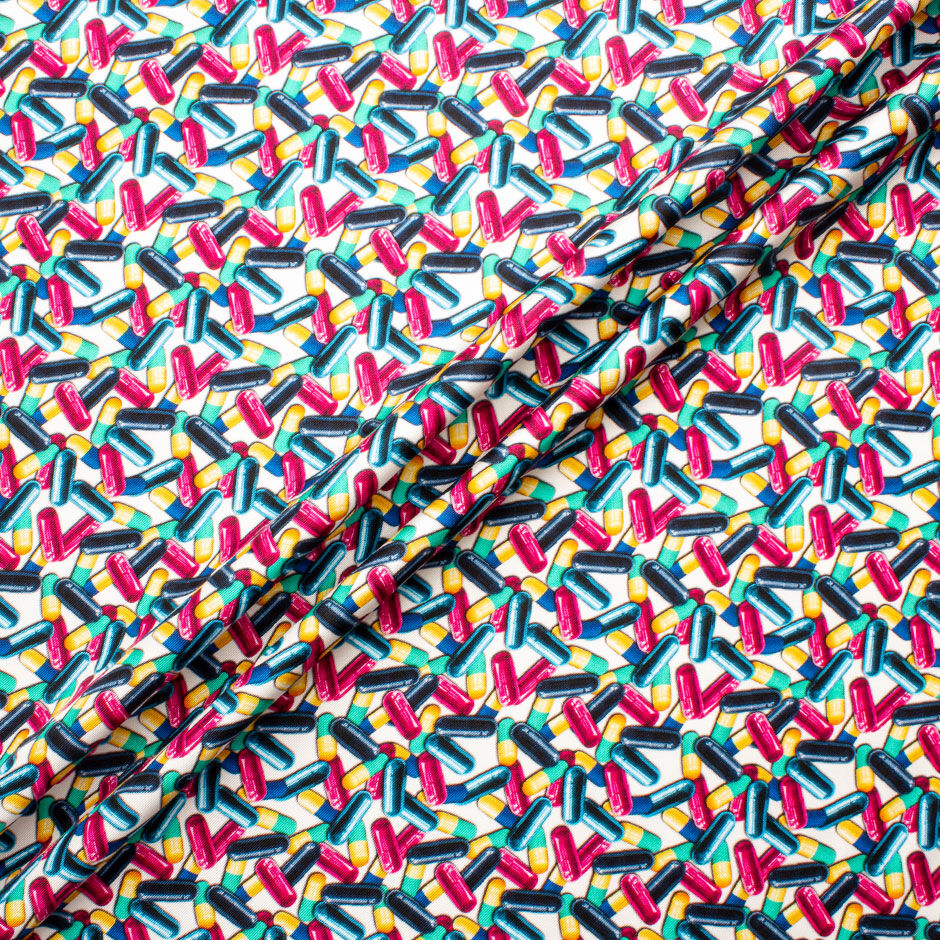 Multi-Coloured Pill Printed Silk | Sheer Cloth