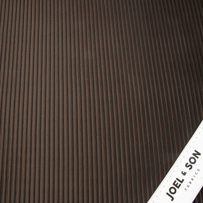 Brown Ridged Polyester | Stretch Blend Fabric