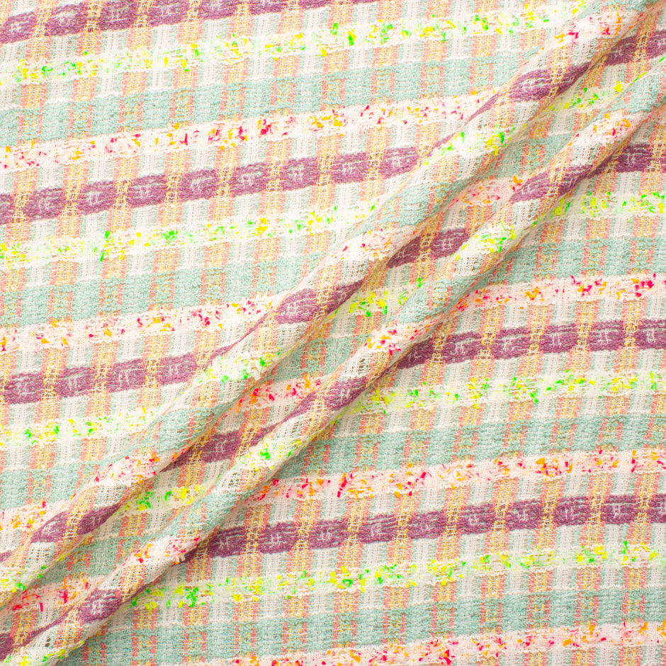 Multi-Coloured Bouclé Fabric | Cotton Blend