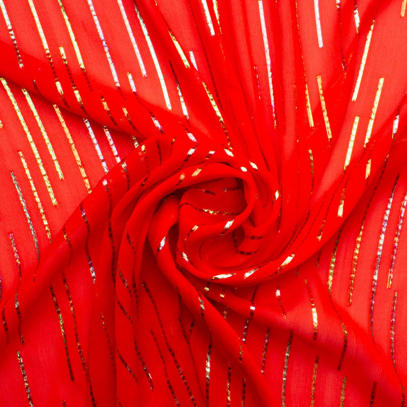 Metallic Lined Ruby Red | Silk Georgette