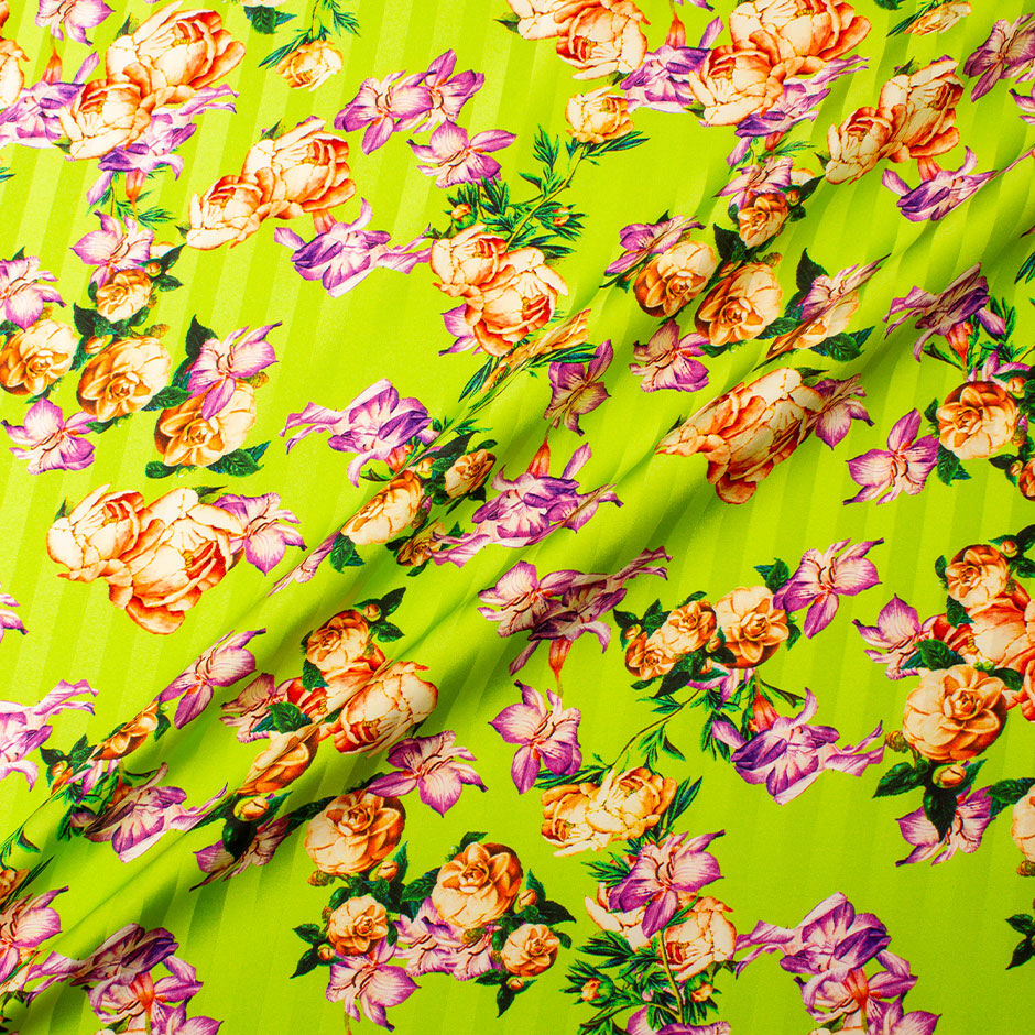 Floral Printed Bright Silk | Lustrous Cloth