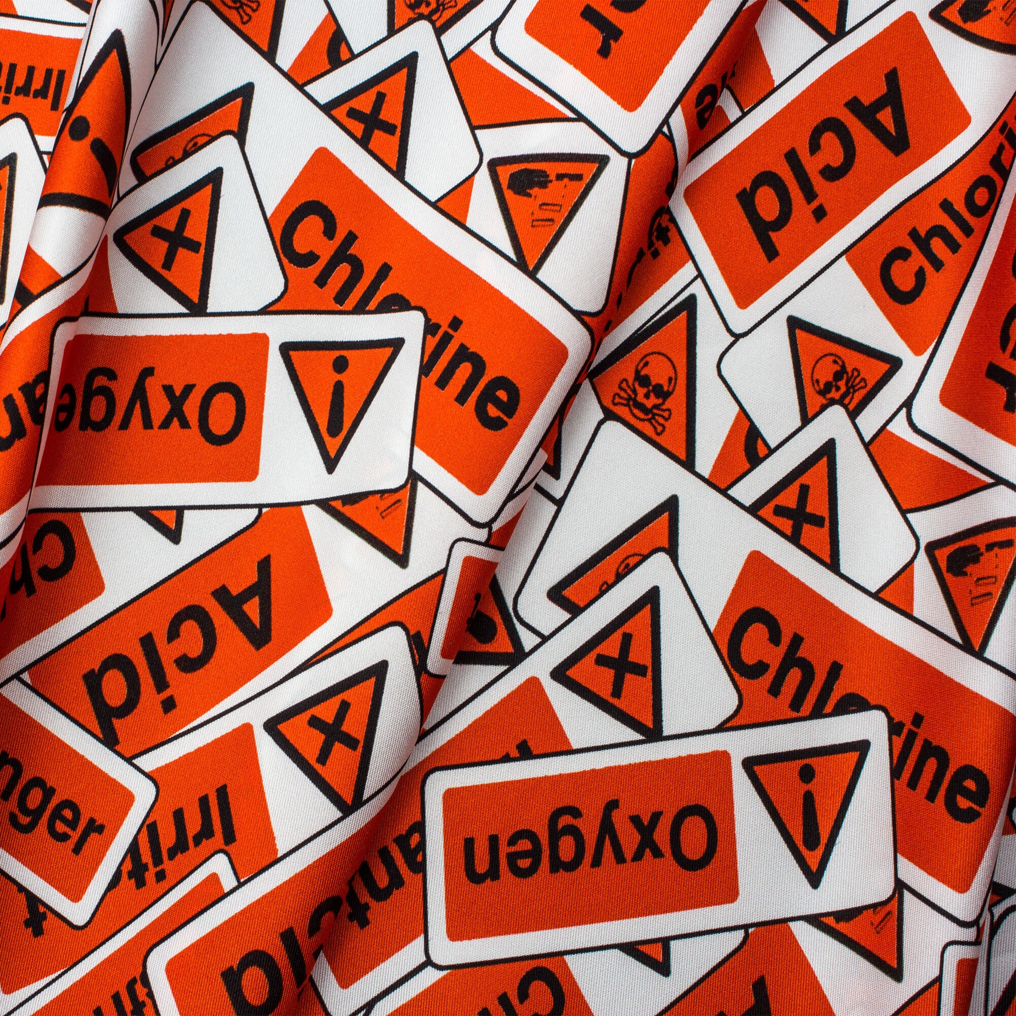 Warning Signs Pure Silk in Red | Weave Fabric