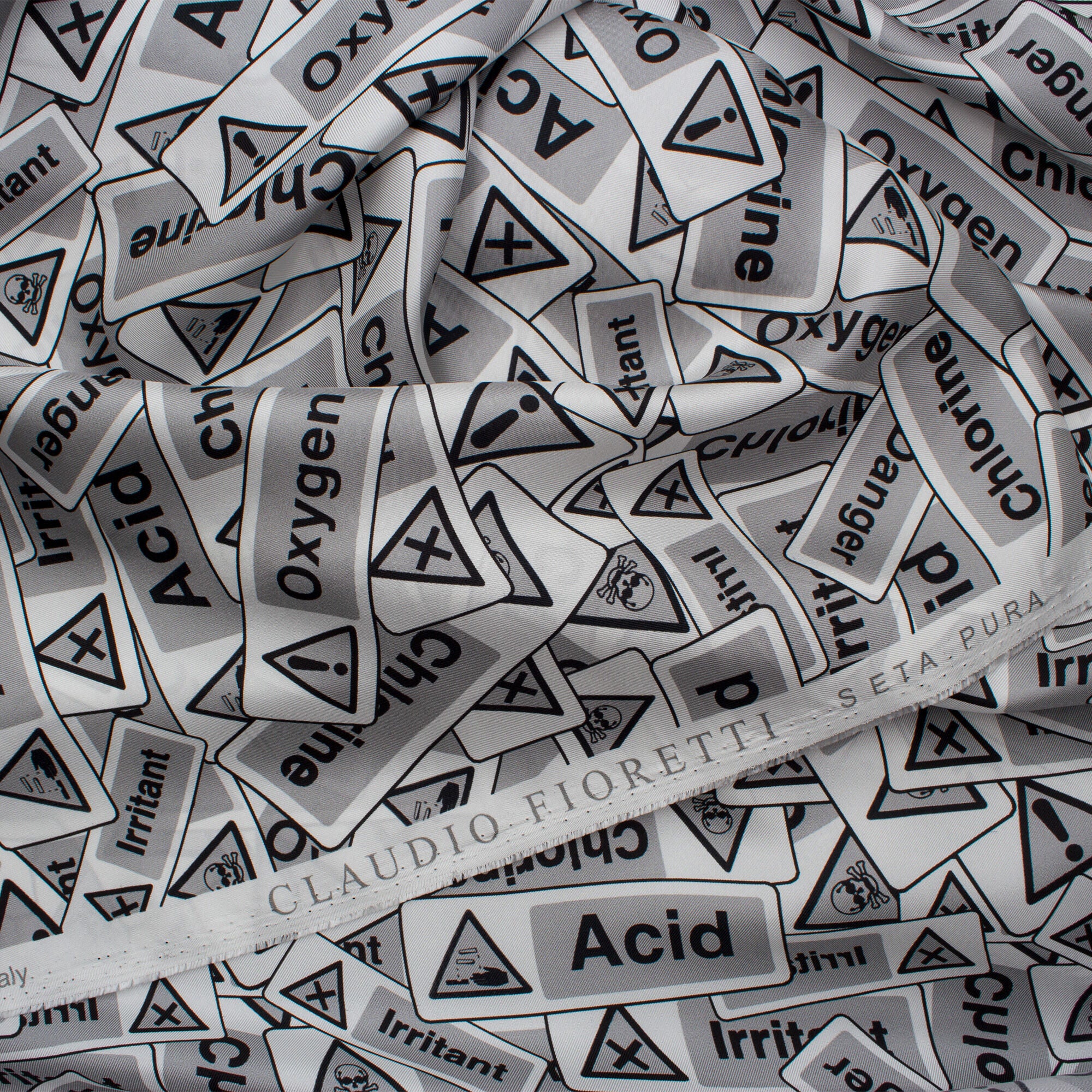 Warning Signs Pure Silk Twill | Lustrous Material