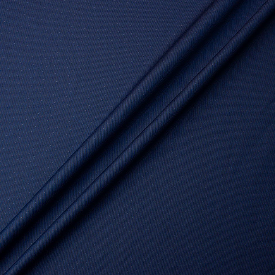 Navy Blue Spot Jacquard Cotton | Twill Shirting