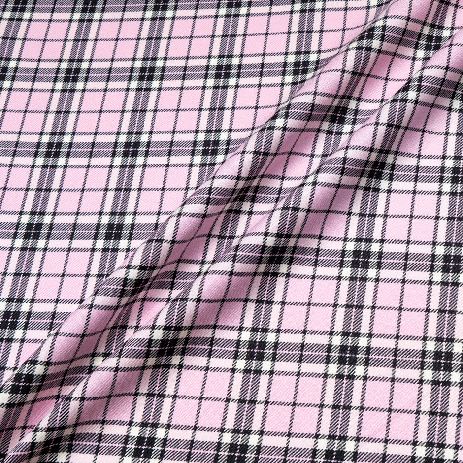 Pink Tartan Fabric | Pure Wool