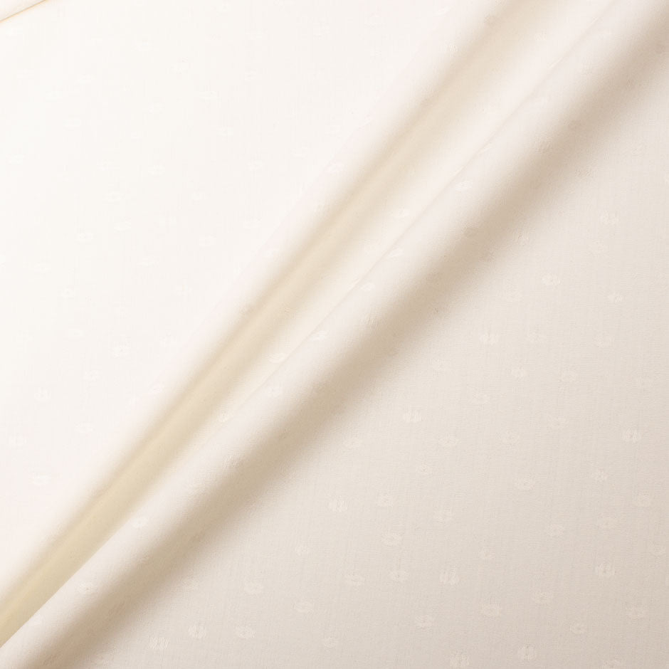 Ivory Oval Spot Wool Suiting | Suit Cloth