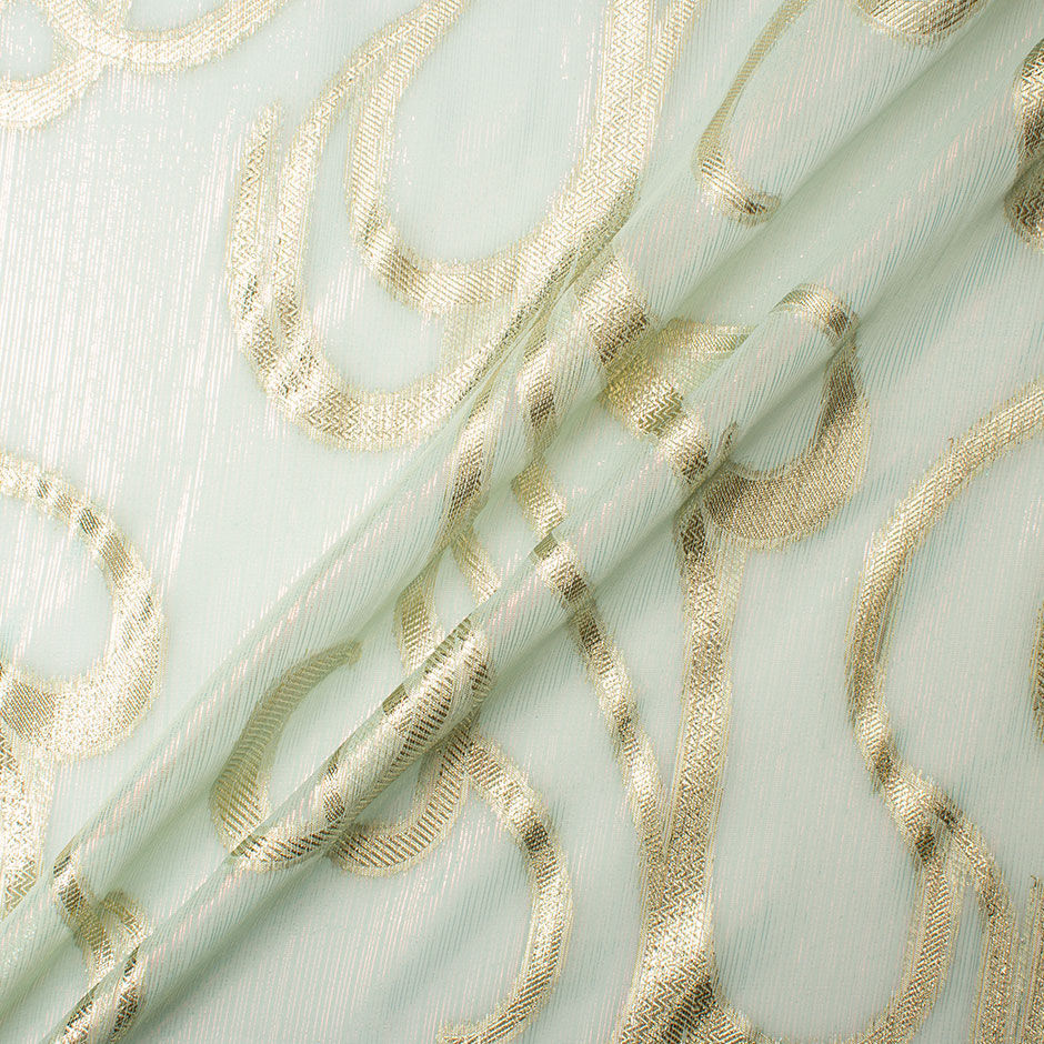 Soft Aqua & Gold Metallic Chiffon | Shop Dirac Fabric