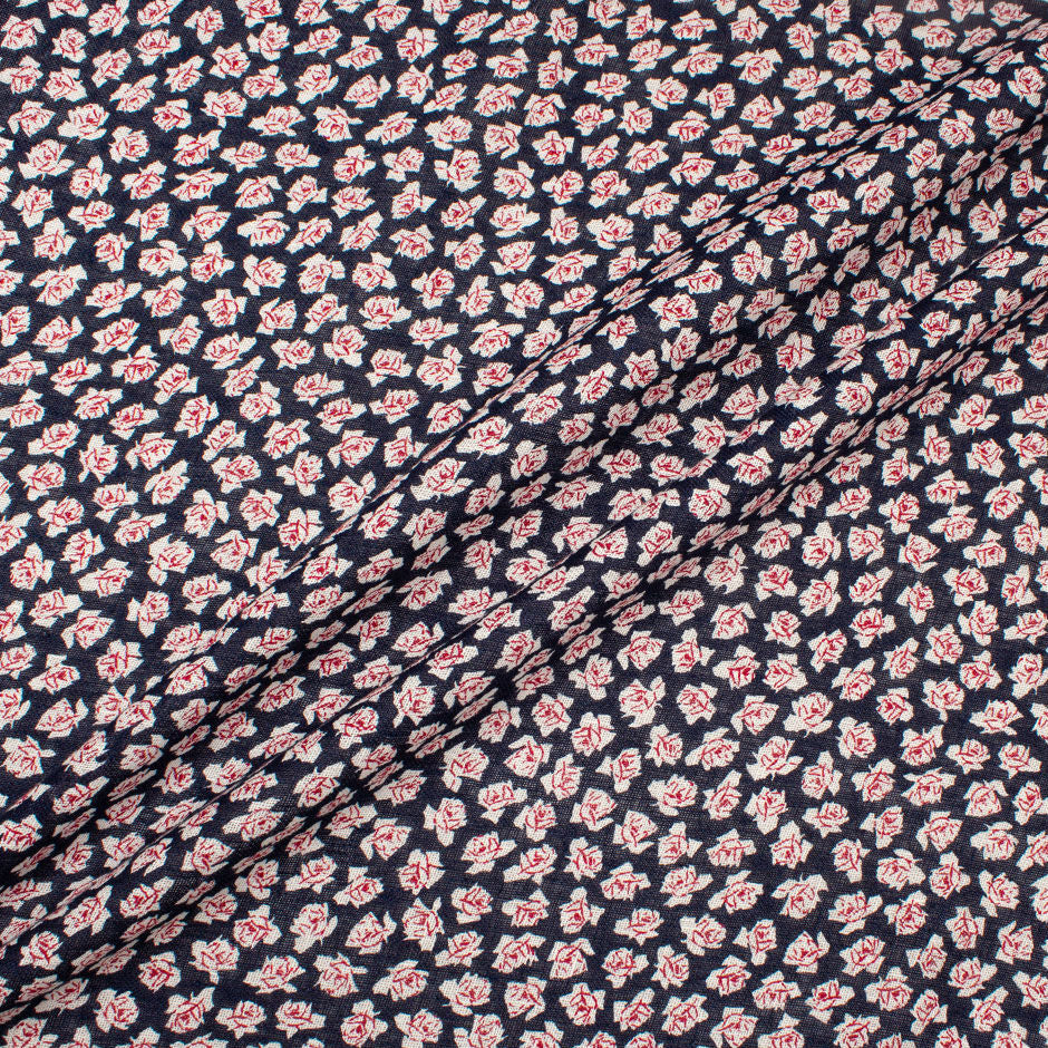 Floral Printed Navy Blue Linen | Buy Blue Linen