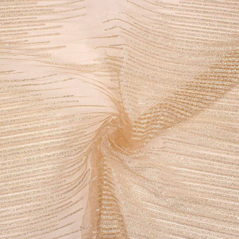 Glittered Beige Illusion Plissé Tulle | Shop Sparkly Fabric