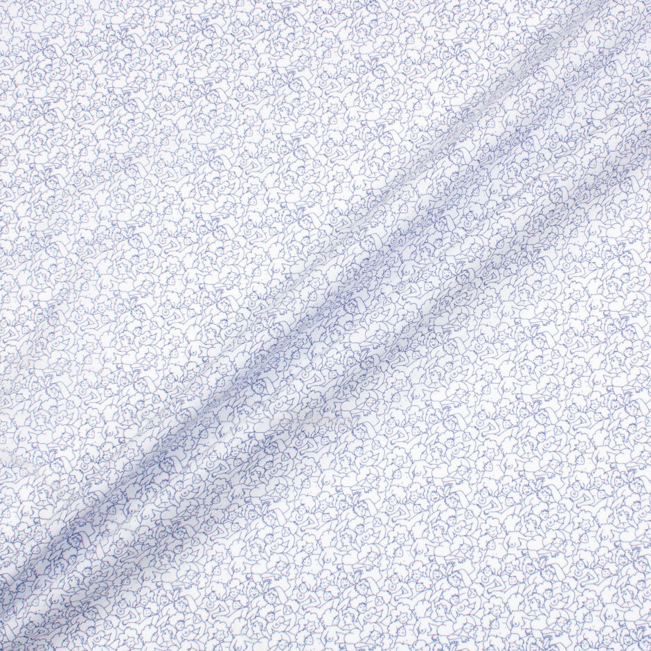 Blue Bare Silhouette Outline White Pure Cotton
