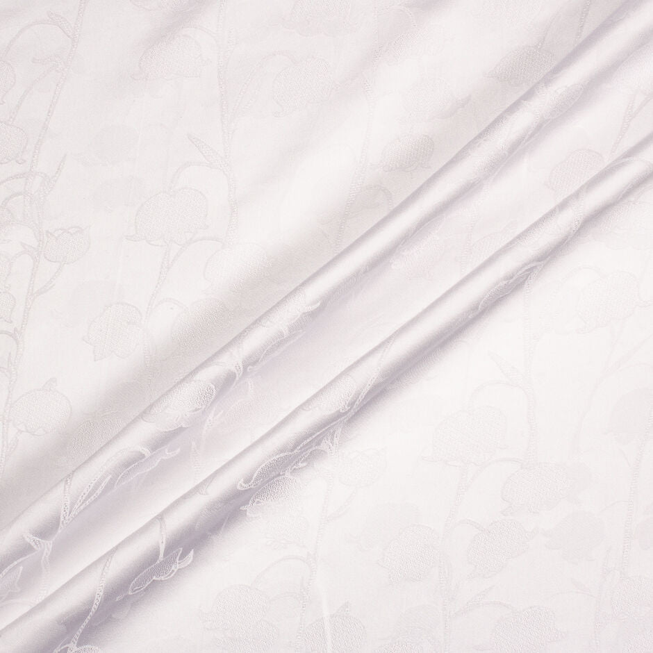 White Floral Pure Silk Jacquard | Luxury Fabric
