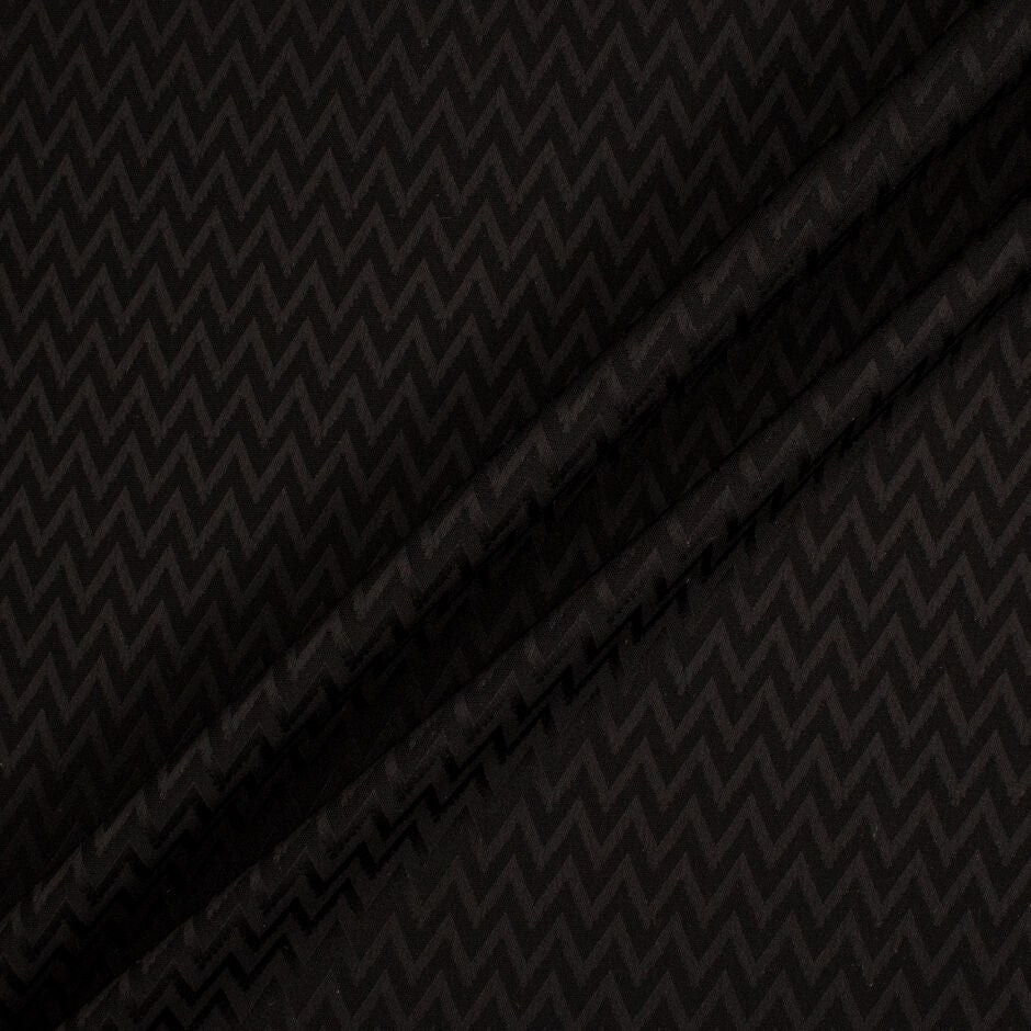 Black Zig Zag Jacquard Microfibre | Shop Abaya Fabric