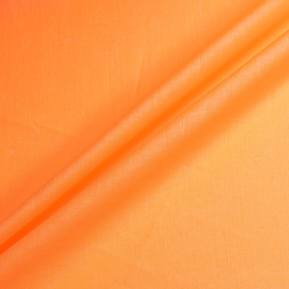 Bright Orange Plain Pure Linen | Shop Linen Fabric