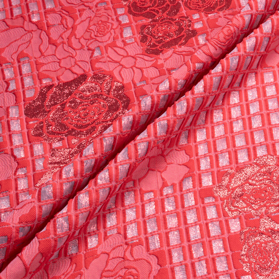 Red Square & Floral Cloqué | Shop Metallic Cloqué