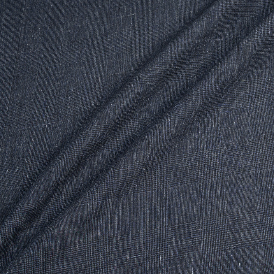 Midnight Blue Prince of Wales Checkered Linen