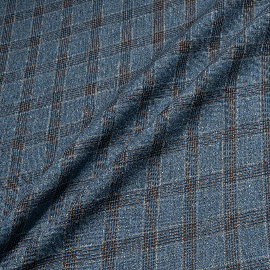 Blue Two-Tone Prince of Wales Checkered Pure Linen