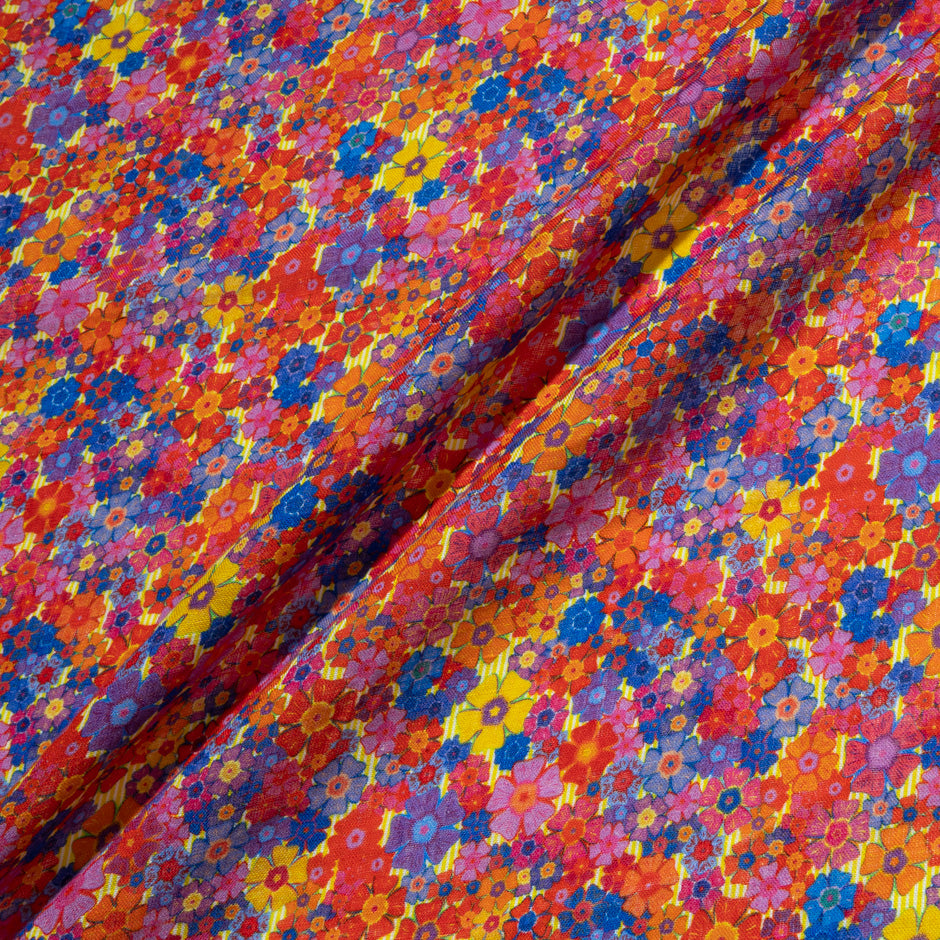 Multi-Coloured Floral Printed Linen (A 3.40m Piece)