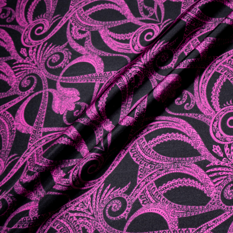 Pink Patterned Twill Fabric | Glossy Silk