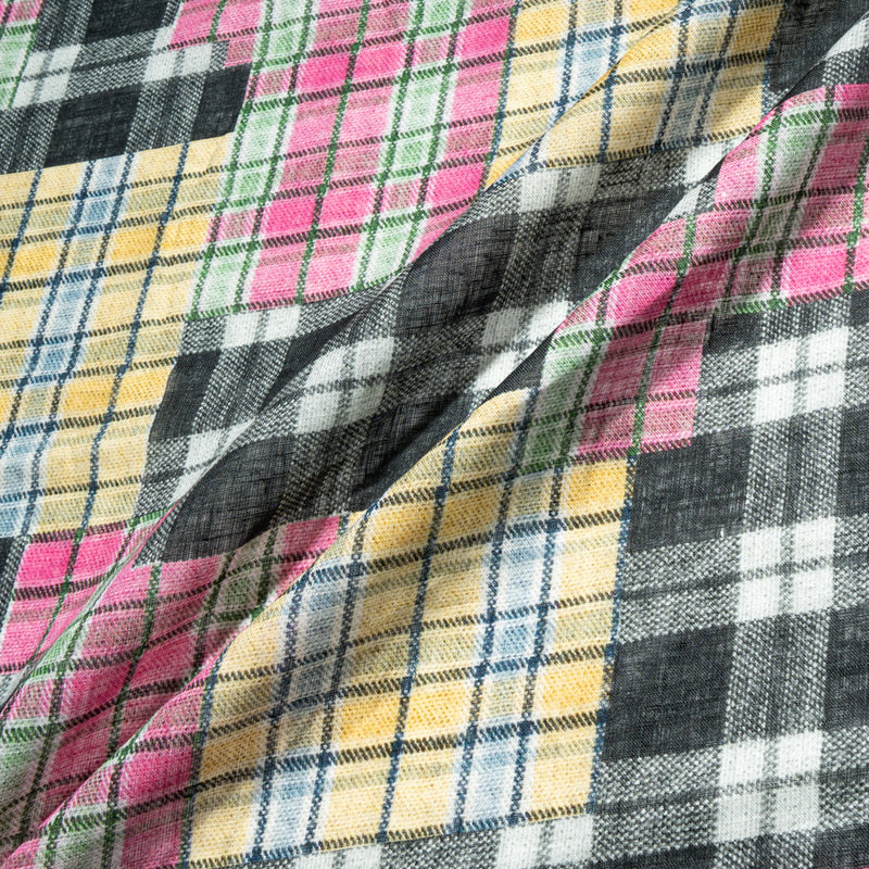 Multi-Coloured/Pink Tartan Printed Linen | Shop Linen