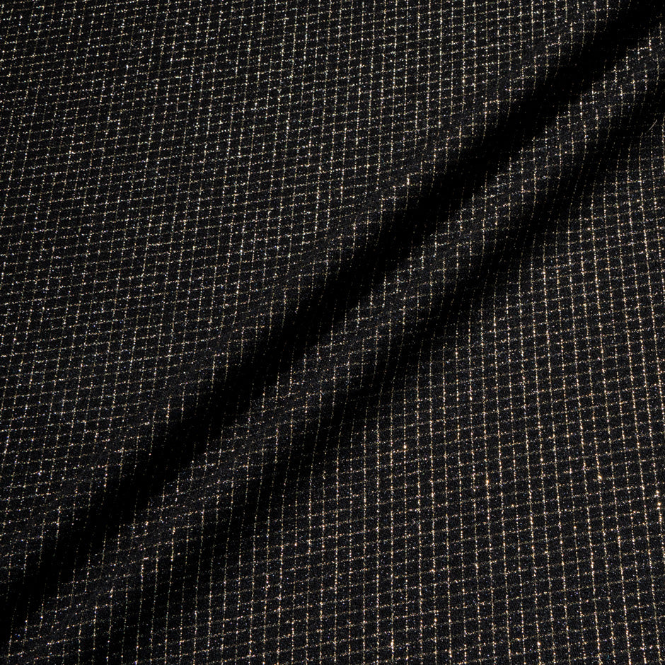 Gold Checkered Black Wool | Shop Winter Fabric