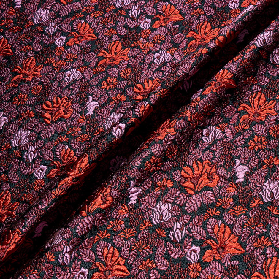 Burgundy & Pink Floral Brocade | Shop Brocade Fabric