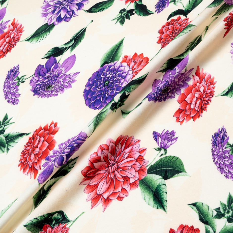 Red & Purple Gerber Print | Pure Wool Fabric