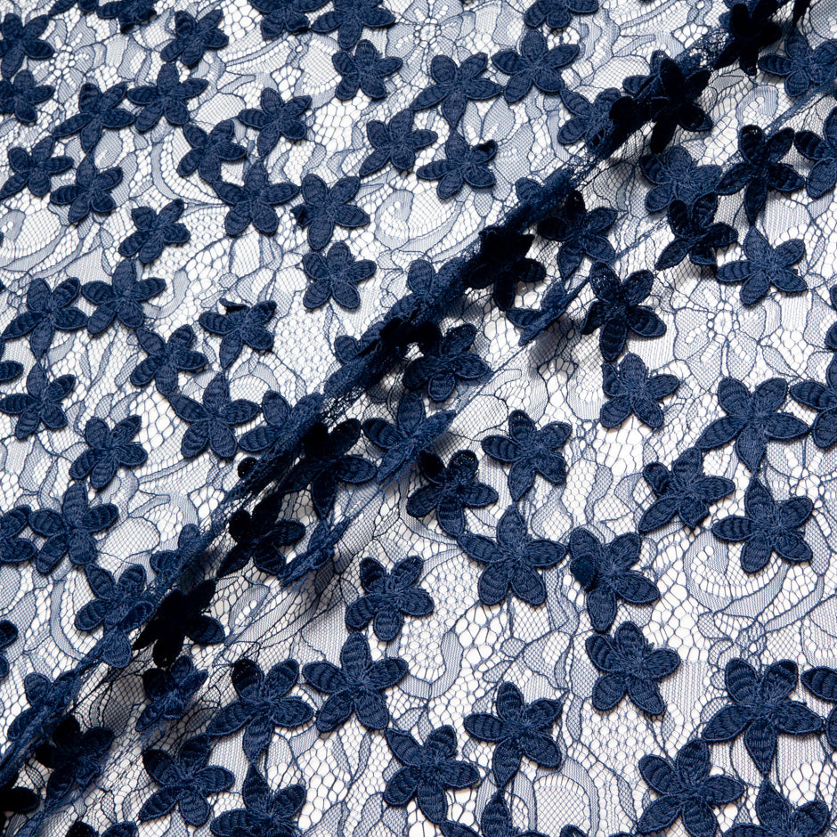 Blue Embroidered Lace | Floral Lace